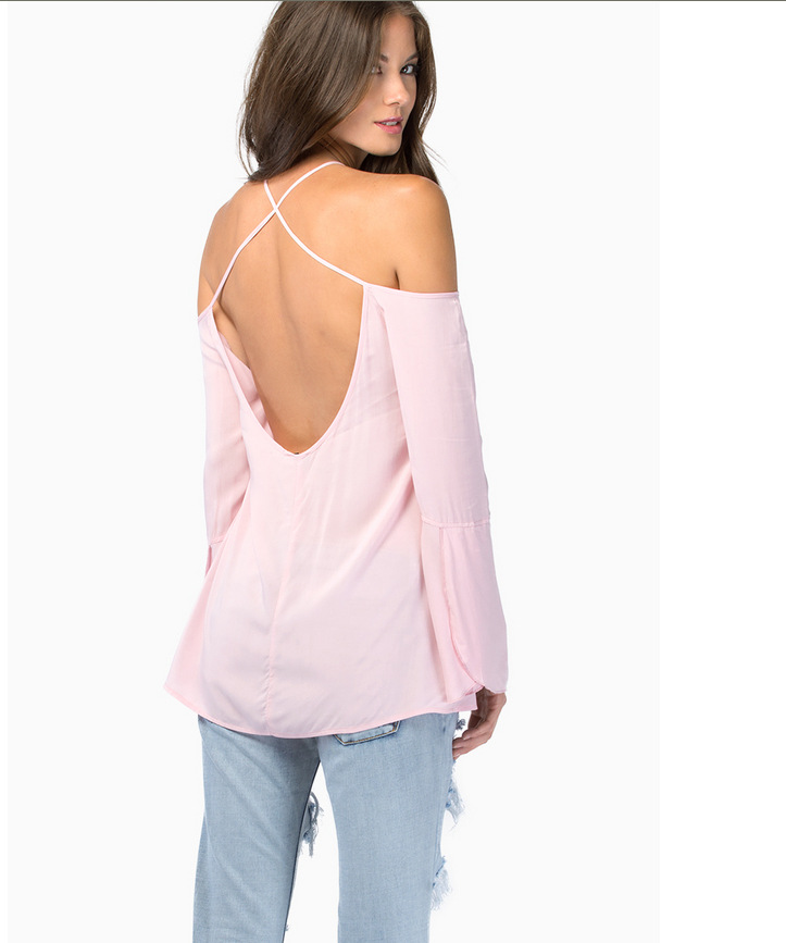 Fine Condole Color Cross Loose Chiffon Blouse on Luulla