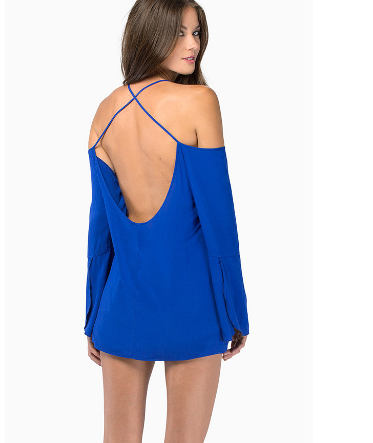 Fine Condole Color Cross Loose Chiffon Blouse on Luulla